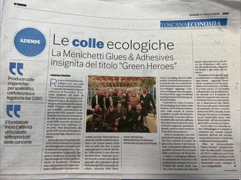 Natural glues and sustainability – Menichetti